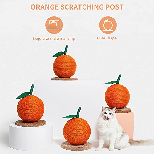 VETRESKA Orange Cat Scratching Post, Cat Scratcher with Sisal Rope, Vertical Cat Scratch Post for Cat, Kitten