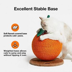 VETRESKA Orange Cat Scratching Post, Cat Scratcher with Sisal Rope, Vertical Cat Scratch Post for Cat, Kitten