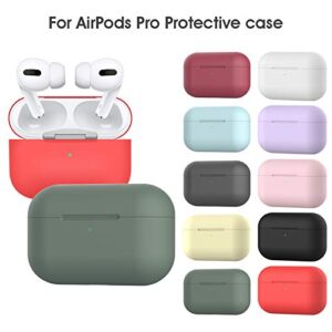 Compatible with Airpod Pro Cases, Silicone Protective Cover for Airpod Pro Case-Green (Lavender Grey)