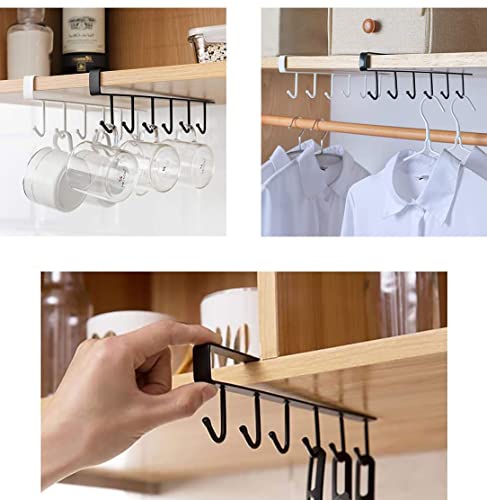 eywlwaar Mug Cups Cabinet Mug Hooks Kitchen Storage Hanging Hooks (4 Pack-Black)