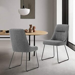 armen living quartz gray fabric and metal dining room chairs-set of 2, 34" h