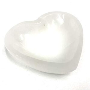 paykoc imports big heart selenite 5.9" +- dish bowl hand made morocco