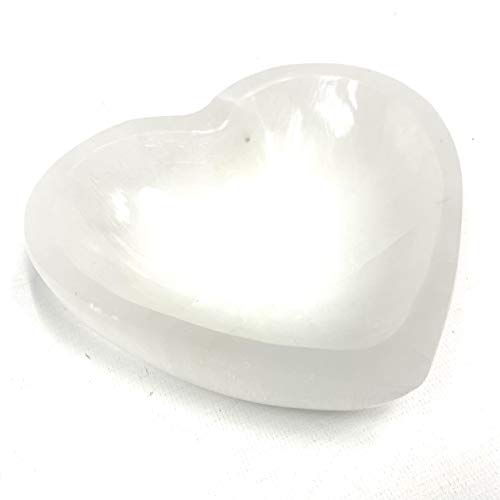 Paykoc Imports Big Heart Selenite 5.9" +- Dish Bowl Hand Made Morocco