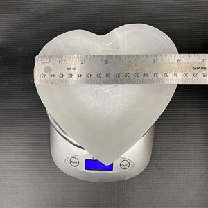 Paykoc Imports Big Heart Selenite 5.9" +- Dish Bowl Hand Made Morocco