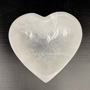 Paykoc Imports Big Heart Selenite 5.9" +- Dish Bowl Hand Made Morocco