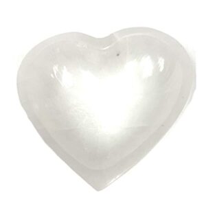 Paykoc Imports Big Heart Selenite 5.9" +- Dish Bowl Hand Made Morocco