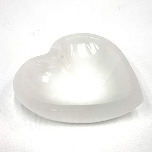 Paykoc Imports Big Heart Selenite 5.9" +- Dish Bowl Hand Made Morocco