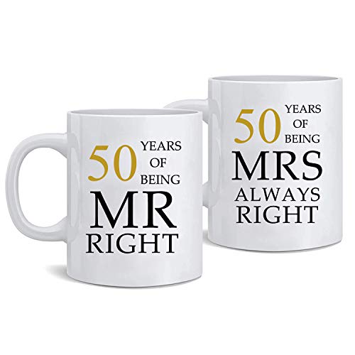 Kwieema 50th Wedding Anniversary for Couples, Golden 50th Anniversary for Parents, 50th Wedding Anniversary Coffee Mugs Grandparents Couples Mugs 50 Year Parents Anniversary Mug