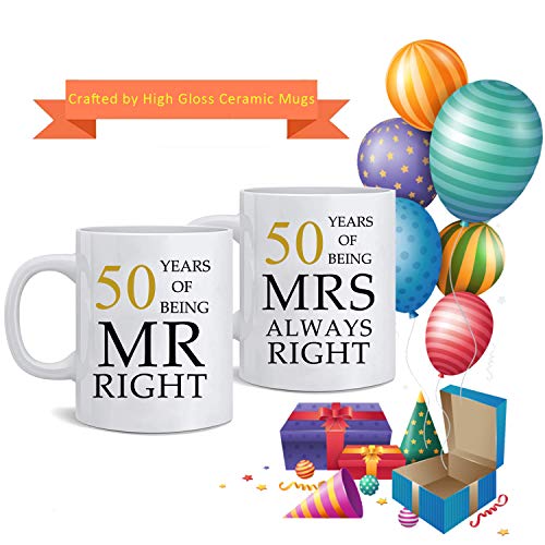 Kwieema 50th Wedding Anniversary for Couples, Golden 50th Anniversary for Parents, 50th Wedding Anniversary Coffee Mugs Grandparents Couples Mugs 50 Year Parents Anniversary Mug