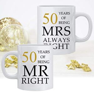 Kwieema 50th Wedding Anniversary for Couples, Golden 50th Anniversary for Parents, 50th Wedding Anniversary Coffee Mugs Grandparents Couples Mugs 50 Year Parents Anniversary Mug