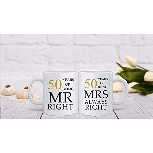 Kwieema 50th Wedding Anniversary for Couples, Golden 50th Anniversary for Parents, 50th Wedding Anniversary Coffee Mugs Grandparents Couples Mugs 50 Year Parents Anniversary Mug