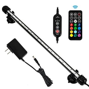 ikefe 15 inch timer color fish tank led submersible aquarium light with remote/small colored aquarium led tank lights fixture for underwater decorations, saltwater freshwater glow light for aquarium