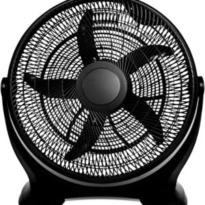 HealSmart 20 Inch 3-Speed Plastic Floor Fans Quiet for Home Commercial, Residential, and Greenhouse Use, Outdoor/Indoor, Black