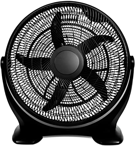 HealSmart 20 Inch 3-Speed Plastic Floor Fans Quiet for Home Commercial, Residential, and Greenhouse Use, Outdoor/Indoor, Black