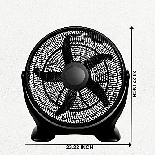 HealSmart 20 Inch 3-Speed Plastic Floor Fans Quiet for Home Commercial, Residential, and Greenhouse Use, Outdoor/Indoor, Black