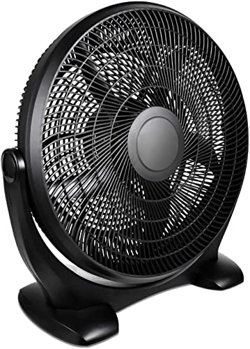 HealSmart 20 Inch 3-Speed Plastic Floor Fans Quiet for Home Commercial, Residential, and Greenhouse Use, Outdoor/Indoor, Black