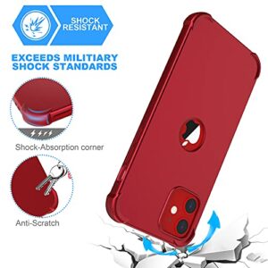 ORETECH Designed for iPhone 12 Case, Compatible with iPhone 12 Pro Case with 2 x Tempered Glass Screen Protector Shockproof Protective Soft TPU Silicone Phone Case for iPhone 12/12 Pro Case-6.1''Red