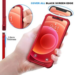 ORETECH Designed for iPhone 12 Case, Compatible with iPhone 12 Pro Case with 2 x Tempered Glass Screen Protector Shockproof Protective Soft TPU Silicone Phone Case for iPhone 12/12 Pro Case-6.1''Red