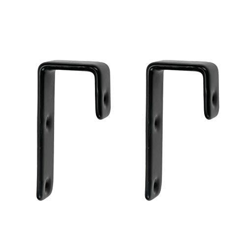 Geesatis 2 Pcs Bed Ladder Hooks Utility Hooks Hanger J Hooks Heavy Duty Metal PVC Coated for Bed Decoration Hook Tool, with Mounting Screws, Black, Length 25 mm