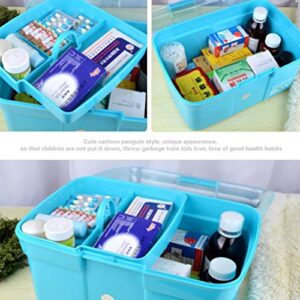 Healifty Medication Lock Box First Aid Box Medicine Cabinet with Separate Compartments Blue