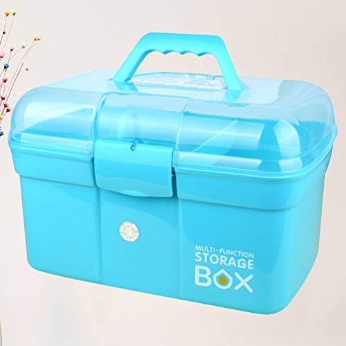 Healifty Medication Lock Box First Aid Box Medicine Cabinet with Separate Compartments Blue