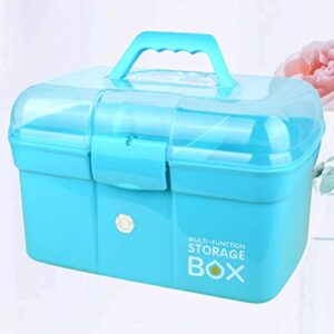 Healifty Medication Lock Box First Aid Box Medicine Cabinet with Separate Compartments Blue