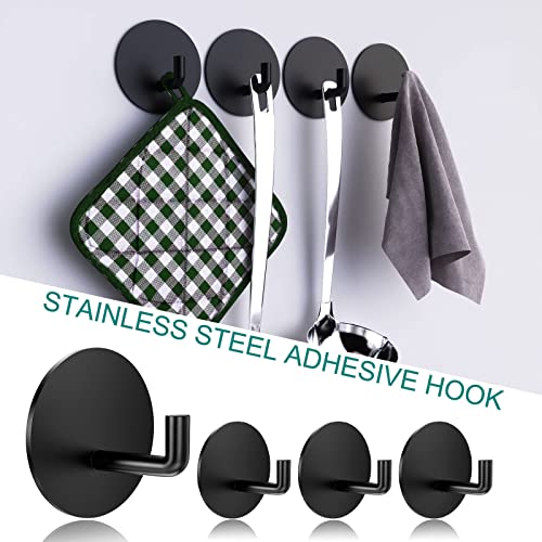 BARONAGE 4pcs Adhesive Hooks Bathroom Hooks Heavy Duty Wall Hooks 304 Stainless Steel Waterproof Towel Hooks for Hanging Robes, Towels, Hats, Bathroom, Shower, Kitchen, Living Room, Depot