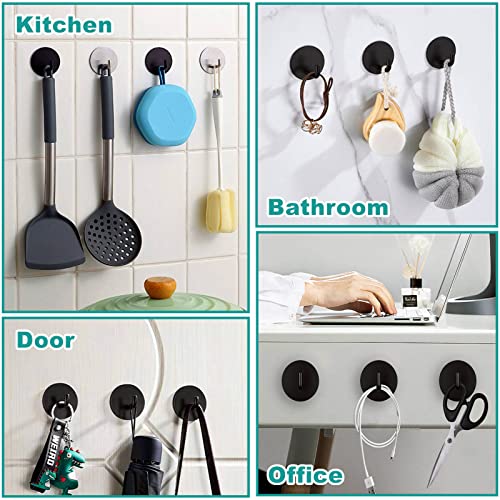 BARONAGE 4pcs Adhesive Hooks Bathroom Hooks Heavy Duty Wall Hooks 304 Stainless Steel Waterproof Towel Hooks for Hanging Robes, Towels, Hats, Bathroom, Shower, Kitchen, Living Room, Depot