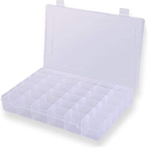 Plastic Organizer Box with Dividers - 36 Compartment Organizer - Clear Organizer Box for Screws,Felt Letter Board Letters,Jewelry,Beads,Buttons,Fishing Tackle,Loom Bands