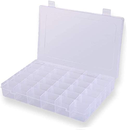 Plastic Organizer Box with Dividers - 36 Compartment Organizer - Clear Organizer Box for Screws,Felt Letter Board Letters,Jewelry,Beads,Buttons,Fishing Tackle,Loom Bands