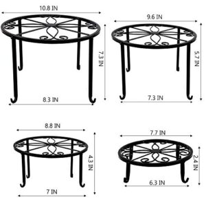 yosager 4 Pack Metal Plant Stands for Flower Pot, Heavy Duty Potted Holder, Indoor Outdoor Metal Rustproof Iron Garden Container Round Supports Rack for Planter