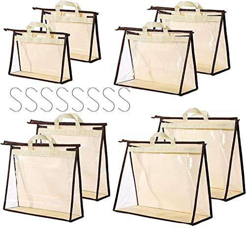 CINPIUK 8 Pack Handbag Dust Bags Clear Purse Storage Organizer for Closet, Hanging Zipper Storage Bag for Handbags