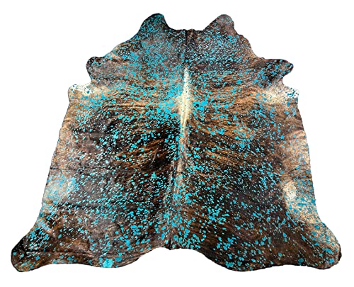 Deluxe Cowhides - Cowhide Area Rug - Turquoise Cowhide Approx 8X7 feet or 244X213cm