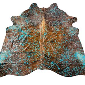 Deluxe Cowhides - Cowhide Area Rug - Turquoise Cowhide Approx 8X7 feet or 244X213cm