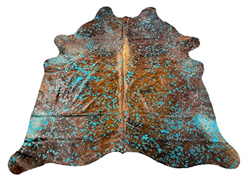 Deluxe Cowhides - Cowhide Area Rug - Turquoise Cowhide Approx 8X7 feet or 244X213cm