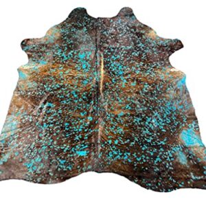 Deluxe Cowhides - Cowhide Area Rug - Turquoise Cowhide Approx 8X7 feet or 244X213cm