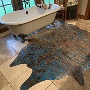 Deluxe Cowhides - Cowhide Area Rug - Turquoise Cowhide Approx 8X7 feet or 244X213cm