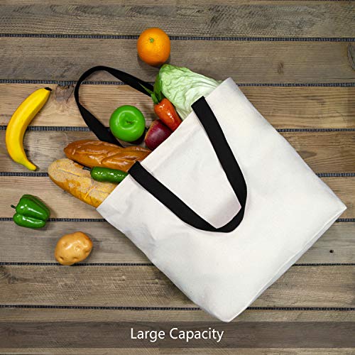 TOPDesign 6-Pack Canvas Tote Bags with Magnetic Snap, Reusable Grocery Shopping Bags, DIY Your Creative Designs