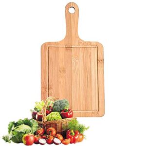 Guojanfon Bamboo Cutting Board Set 3PCS ,Meat Chopping Boards,Pizza Peel Paddle with Handle for Homemade Baking Pizza Bread Cake Fruit Vegetables (3PCS Set- Board)