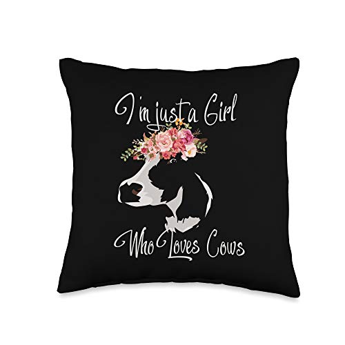 I'm Just A Girl Who Loves Cows Cow for Girls and Women Throw Pillow