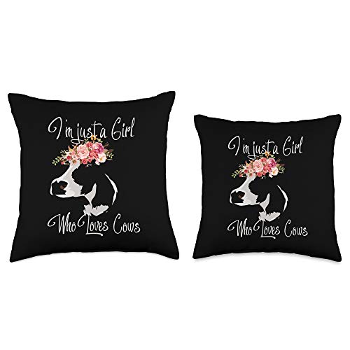 I'm Just A Girl Who Loves Cows Cow for Girls and Women Throw Pillow