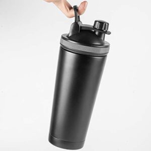 Leakproof Ice Shaker,Stainless Shaker Bottle Thermos Cup,25oz Portable Tumbler,Travel Mug Keep Hot and Cold for Sport Home Car Gift Travel(Black)