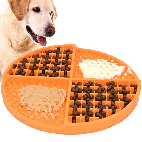 Bangp Licking Mat for Dogs and Cats,Dog Slow Feeders,Boredom Anxiety Reduction,Heavy-Duty Puzzle Mat Dog Treat Mat with Unique Quadrant Design,Perfect for Yogurt,Treats or Peanut Butter(Orange)