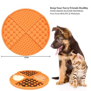 Bangp Licking Mat for Dogs and Cats,Dog Slow Feeders,Boredom Anxiety Reduction,Heavy-Duty Puzzle Mat Dog Treat Mat with Unique Quadrant Design,Perfect for Yogurt,Treats or Peanut Butter(Orange)