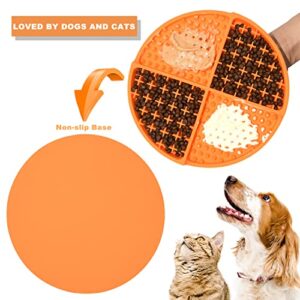 Bangp Licking Mat for Dogs and Cats,Dog Slow Feeders,Boredom Anxiety Reduction,Heavy-Duty Puzzle Mat Dog Treat Mat with Unique Quadrant Design,Perfect for Yogurt,Treats or Peanut Butter(Orange)