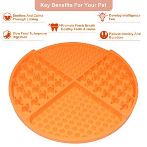 Bangp Licking Mat for Dogs and Cats,Dog Slow Feeders,Boredom Anxiety Reduction,Heavy-Duty Puzzle Mat Dog Treat Mat with Unique Quadrant Design,Perfect for Yogurt,Treats or Peanut Butter(Orange)