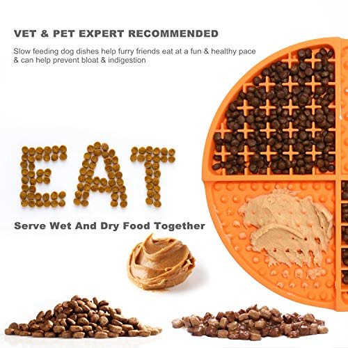 Bangp Licking Mat for Dogs and Cats,Dog Slow Feeders,Boredom Anxiety Reduction,Heavy-Duty Puzzle Mat Dog Treat Mat with Unique Quadrant Design,Perfect for Yogurt,Treats or Peanut Butter(Orange)