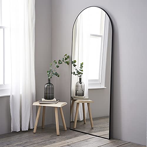 CASSILANDO Full Length Mirror 65"×22" Floor Mirror, Standing Mirror Smooth Arched Top Mirror, Large Arched Mirror, Bedroom Living Room Wall Mirror