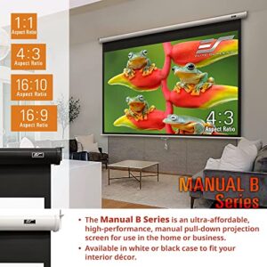 Elite Screens Manual B 125-INCH Manual Pull Down Projector Screen 1:1 Diag 4K 8K 3D HD Home Movie Theater Slow Retract Mechanism, M125S