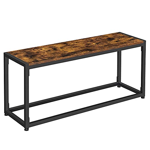 VASAGLE Dining Bench, Kitchen Table Bench, Entryway Bench, for Dining Room, Industrial, 42.5 x 12.8 x 18.2 Inches, Rustic Brown and Black UKTB035B01